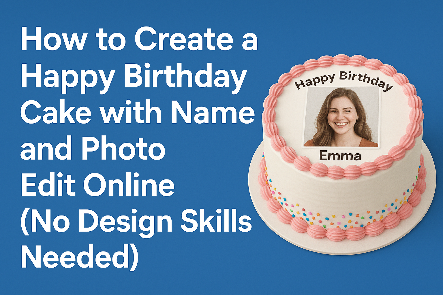 How to Create a Happy Birthday Cake with Name and Photo Edit Online (No ...