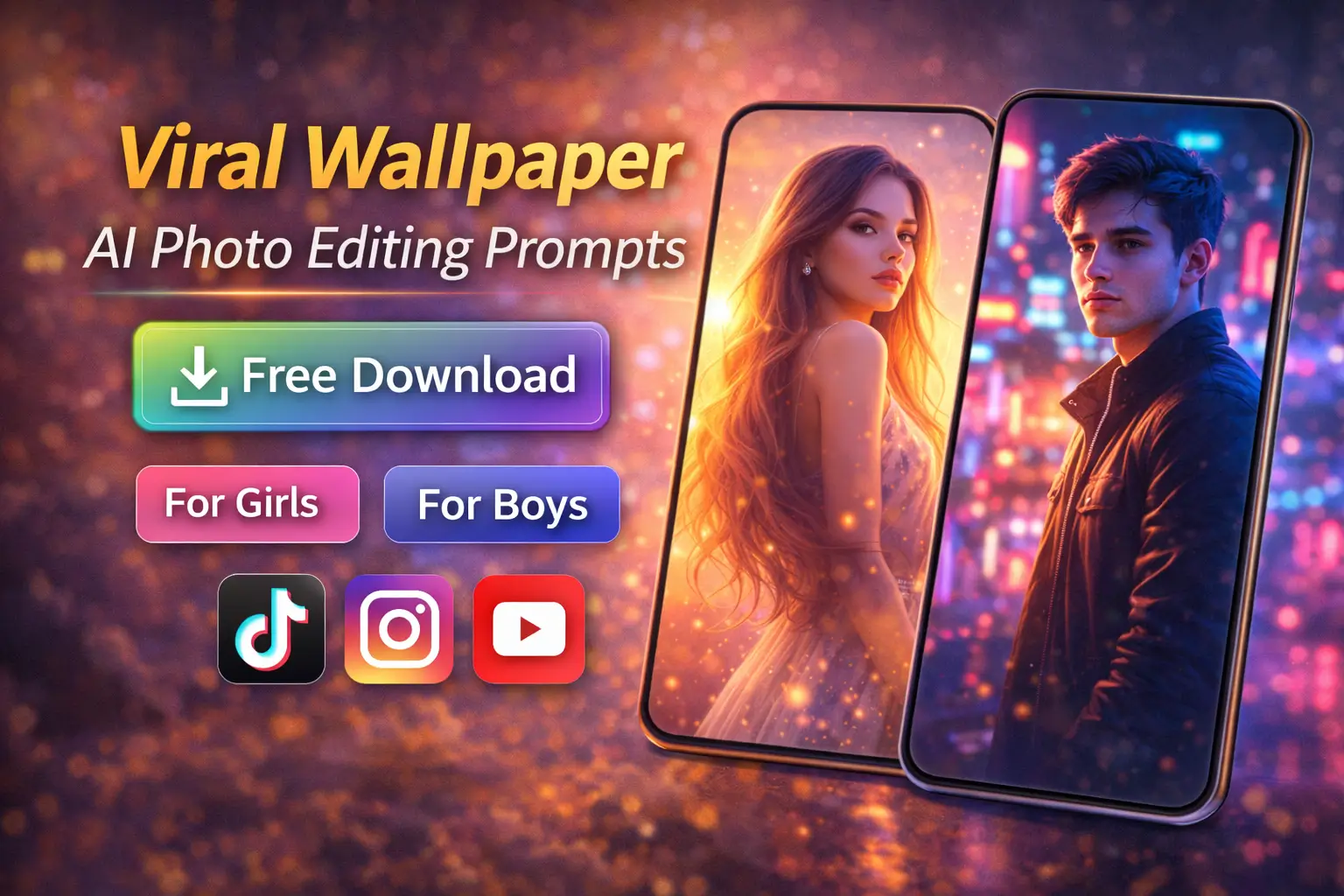 Viral AI Wallpaper Photo Editing Prompts for Girls & Boys