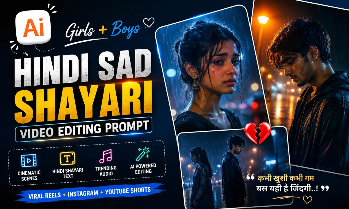 Trending Ai Girls Boys Hindi Sad Shayri Video Editing Prompt